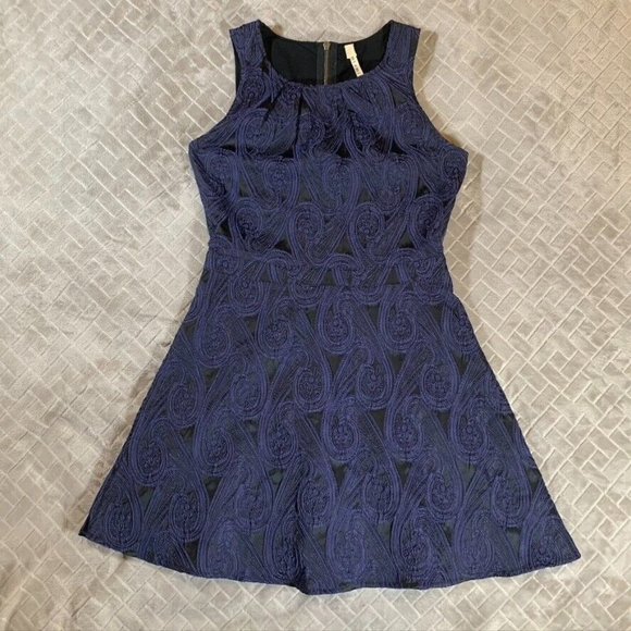 miami | Dresses | Miami Womens Medium Dress Short Mini Blue Paisley ...
